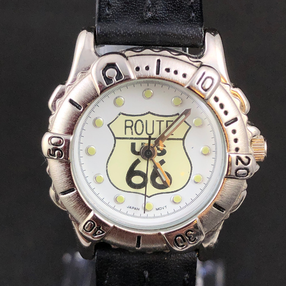 Route 66 | Accessories | Route 66 The Mother Road Watch Black Leather ...